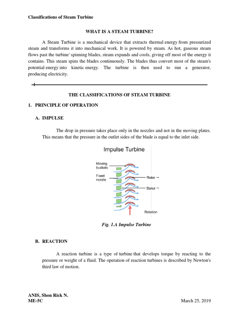 Classification of Steam Turbines | PDF | Turbine | Steam Engine