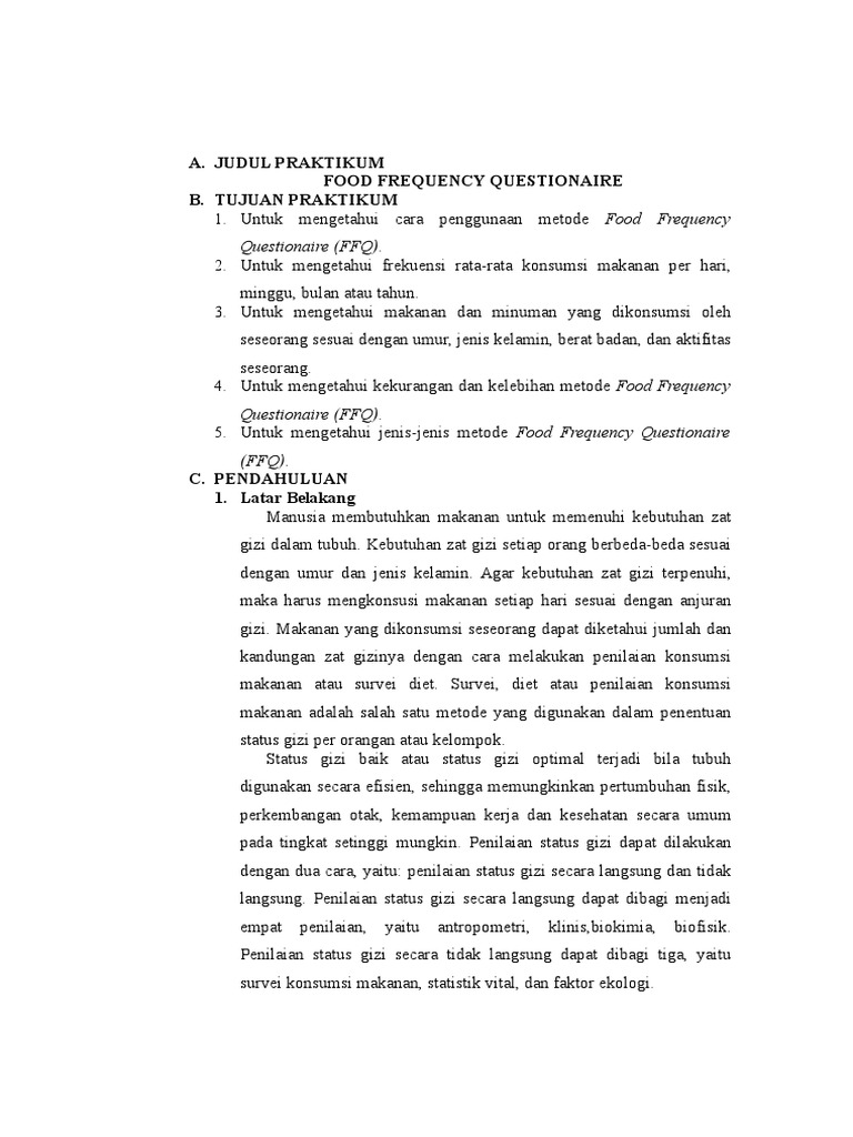 FFQ-SEMI-KUANTITATIF | PDF