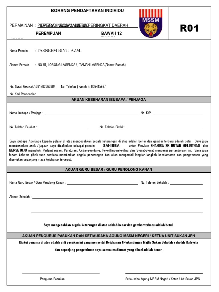 Borang Ro1 Sahibba | PDF