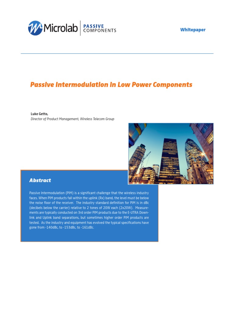 Microlab Passive Intermodulation in Low Power Components WP | PDF ...