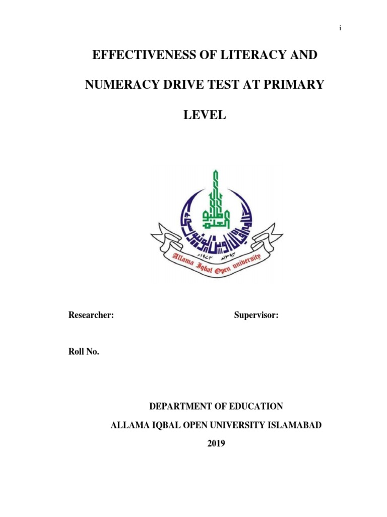 Effectiveness of Literacy and Numeracy Drive Test at Primary Level ...