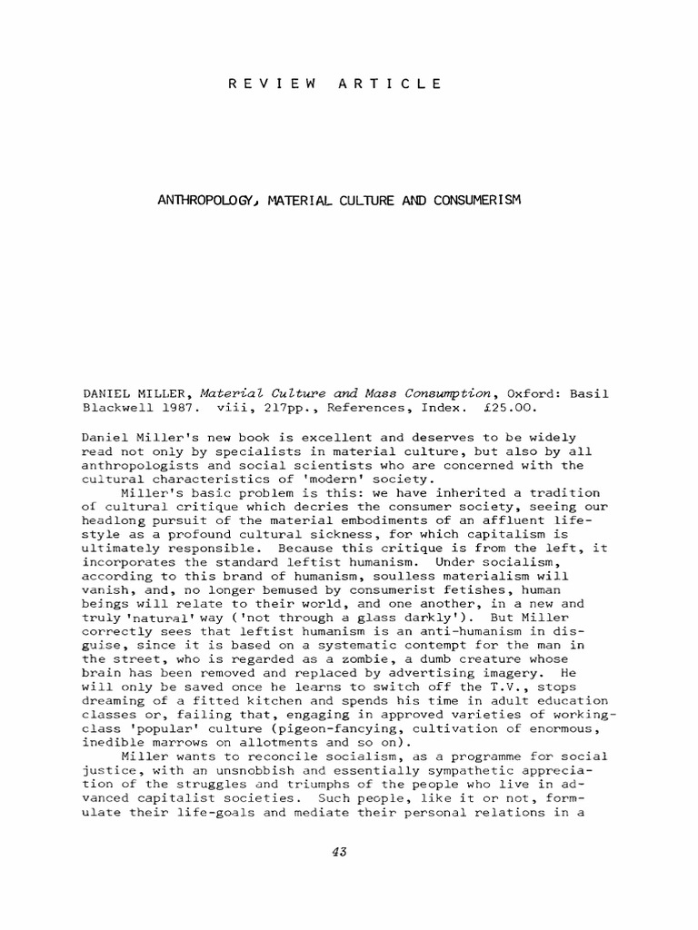 Alfred Gell, "Anthropology, Material Culture, and Consumerism" | PDF