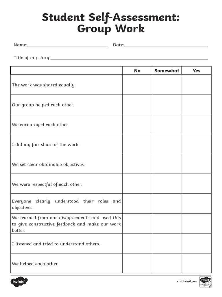 Ca2 Pa 6 Self Assessment Group Work Activity Sheet | PDF