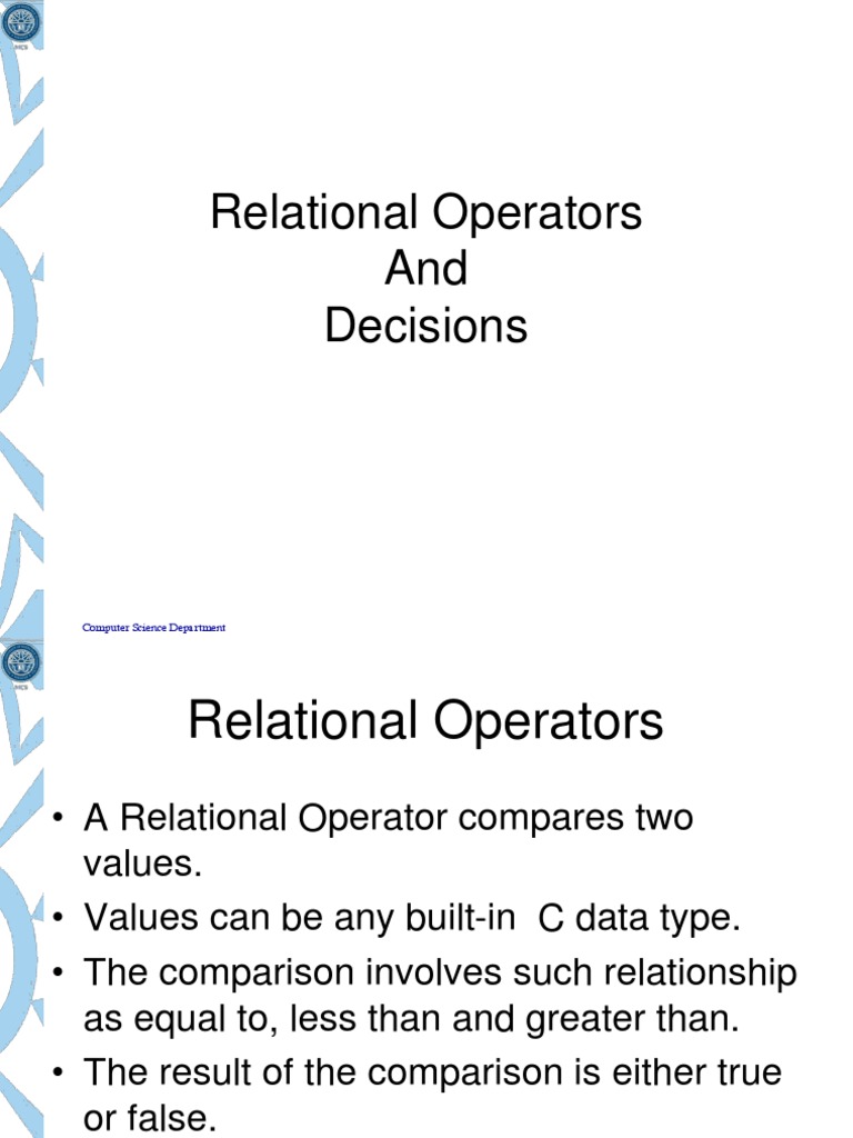 Relational Operators and Decision | PDF | Control Flow | Areas Of ...