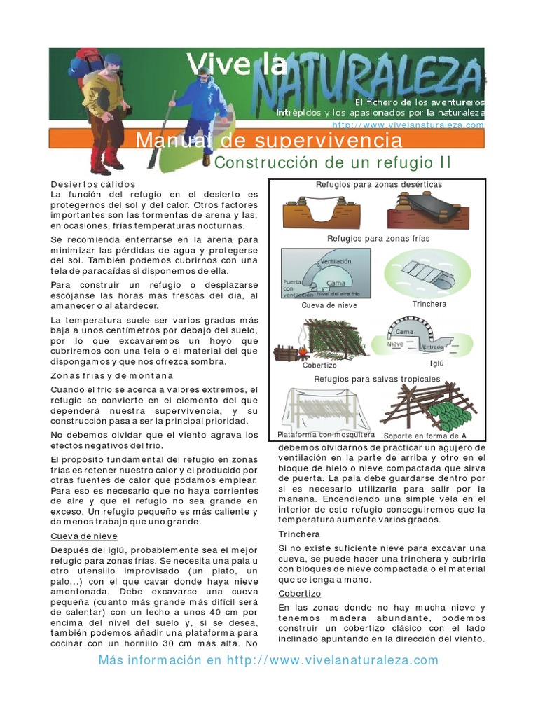 Tipos y construcción de refugios de supervivencia | PDF | Desierto | Nieve