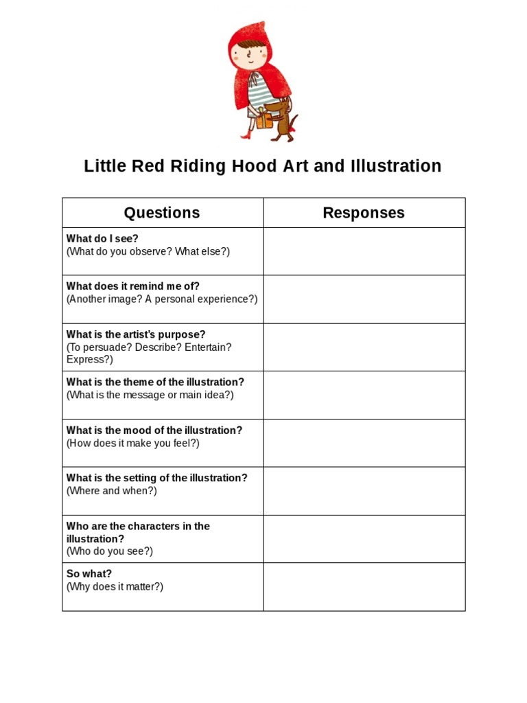 Little Red Riding Hood Art and Illustration Graphic Organizer | PDF