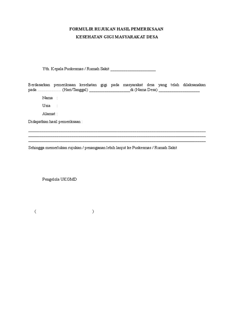 Formulir Rujukan Ukgmd | PDF