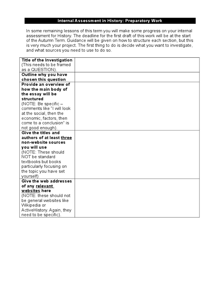 History Internal Assessment Guide | PDF | Career & Growth | Art
