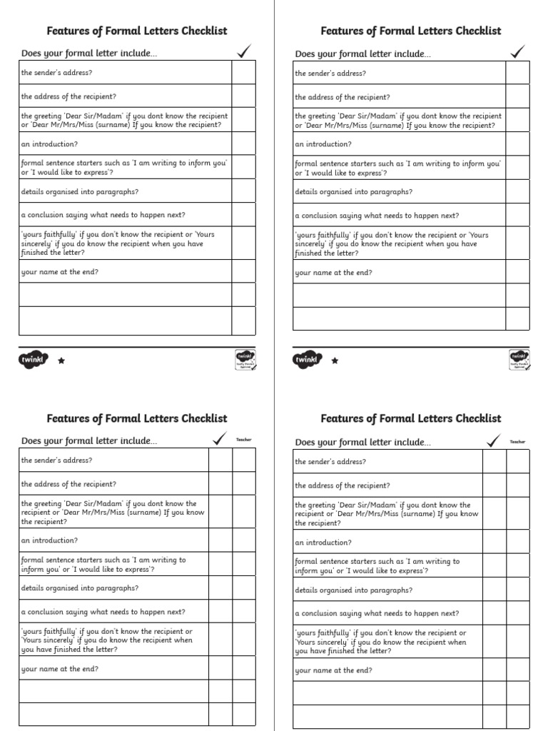T2-E-241-Formal-Letter-Writing-Checklist - Ver 2 | PDF
