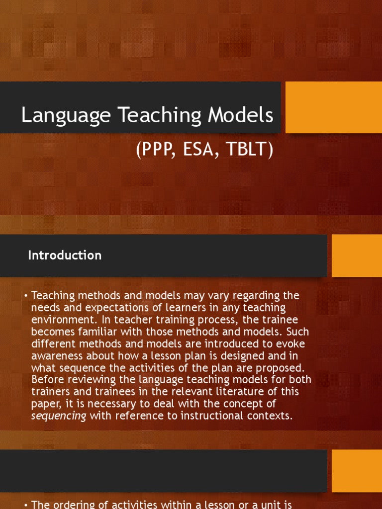 Language Teaching Models: (PPP, Esa, TBLT) | PDF | Language Education ...