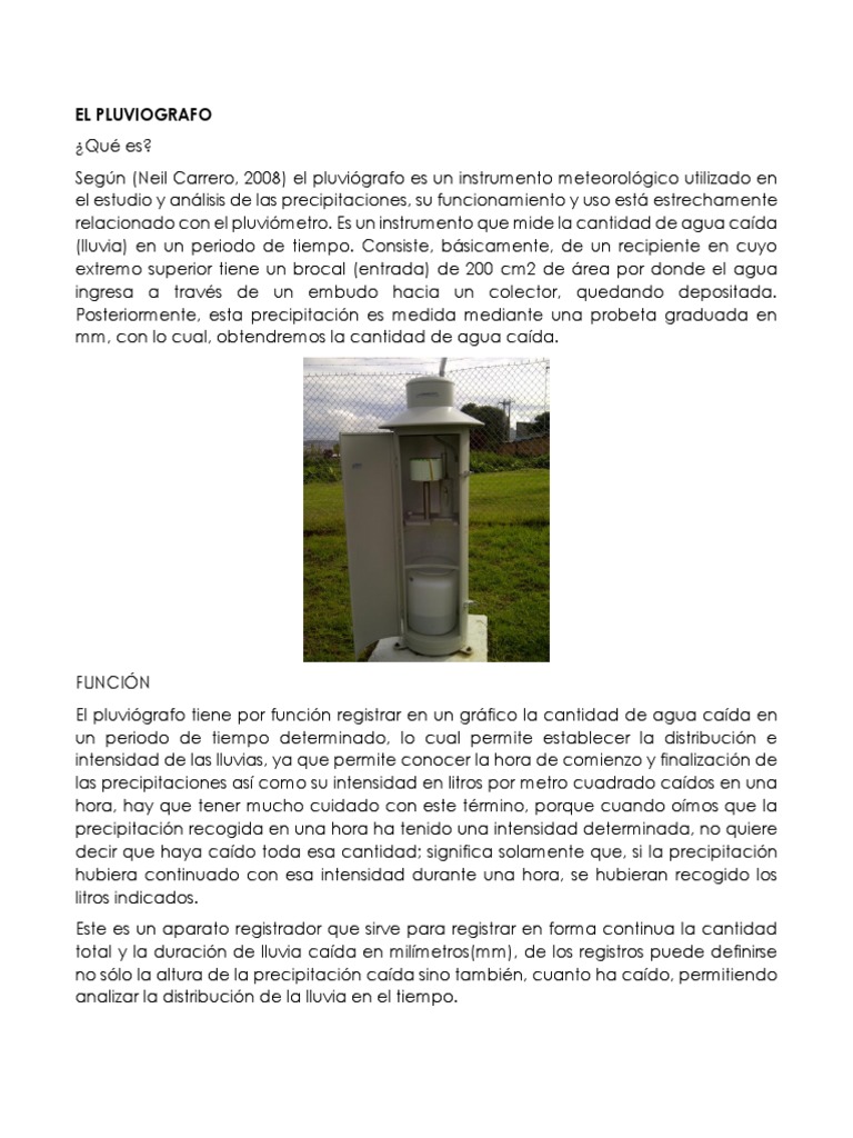El Pluviografo | PDF | Lluvia | Física Aplicada e Interdisciplinaria