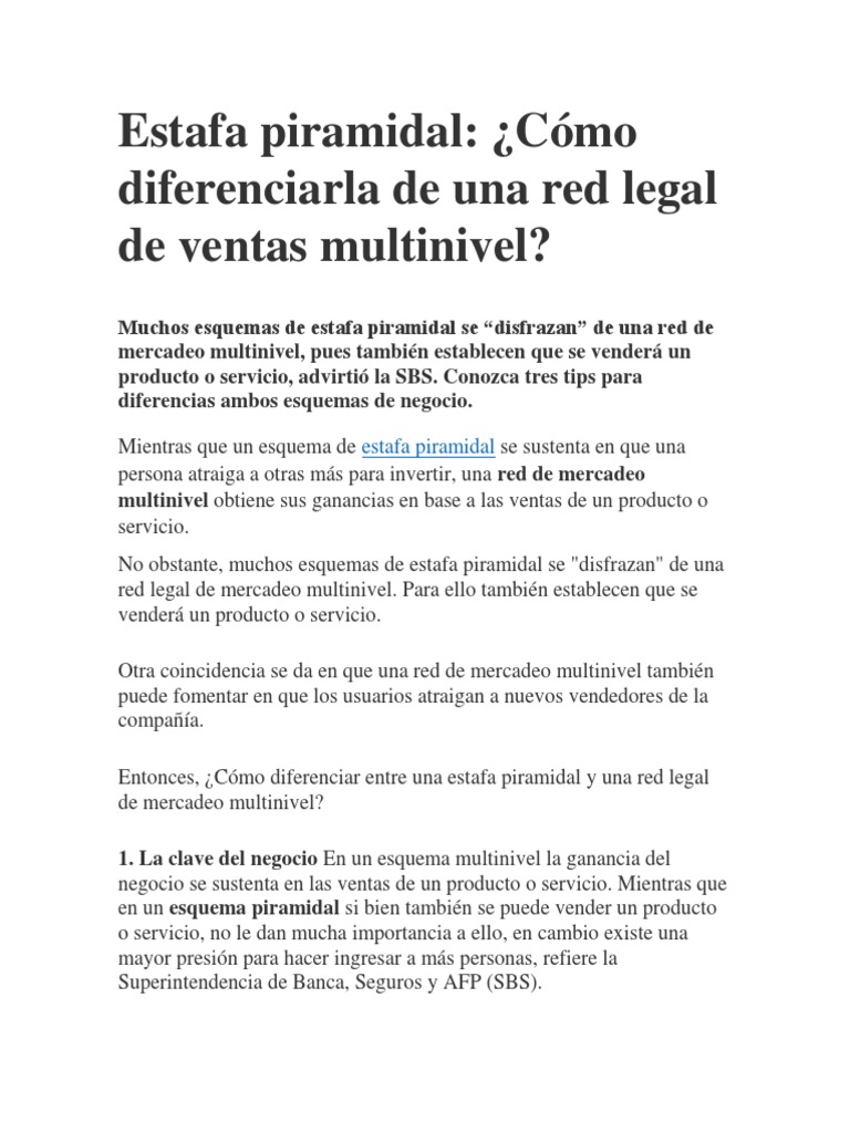 Estafa Piramidal | PDF | Comercialización de niveles múltiples | Ventas