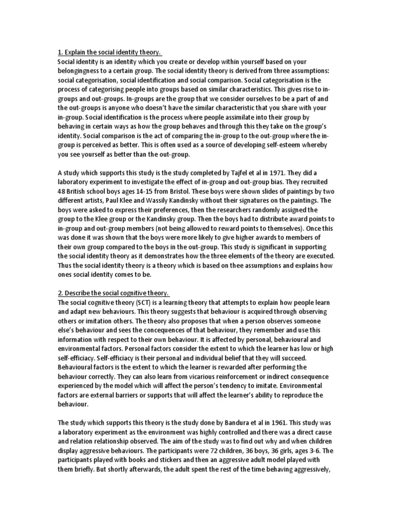 Psychology - SAQ & ERQ Sample | PDF | Stereotypes | Identity (Social ...