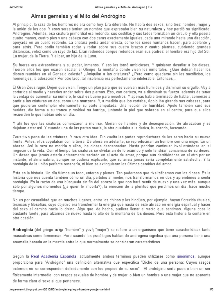 El Mito Del Androgino | PDF | Science | Ciencia filosófica