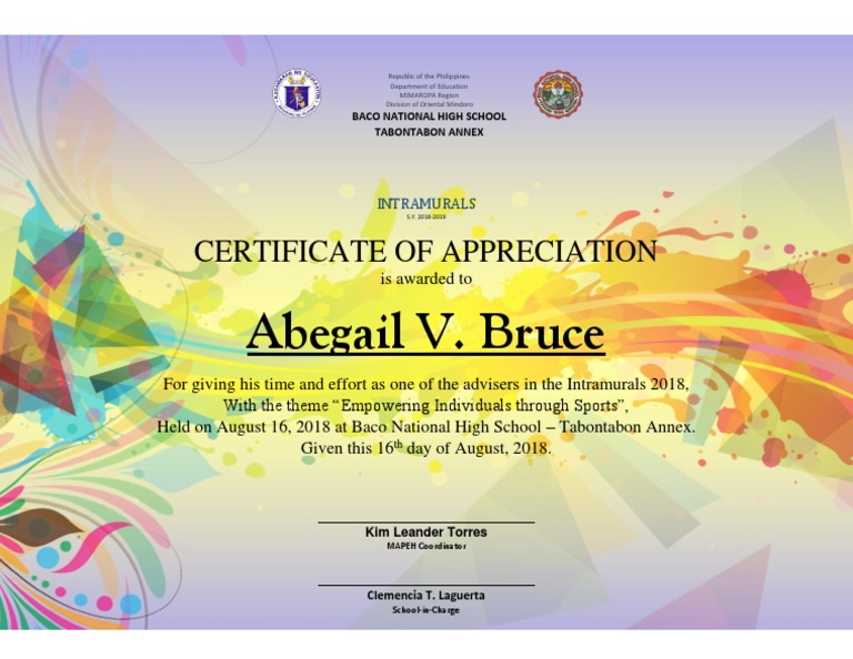 Certificate of Appreciation For Advisers | PDF