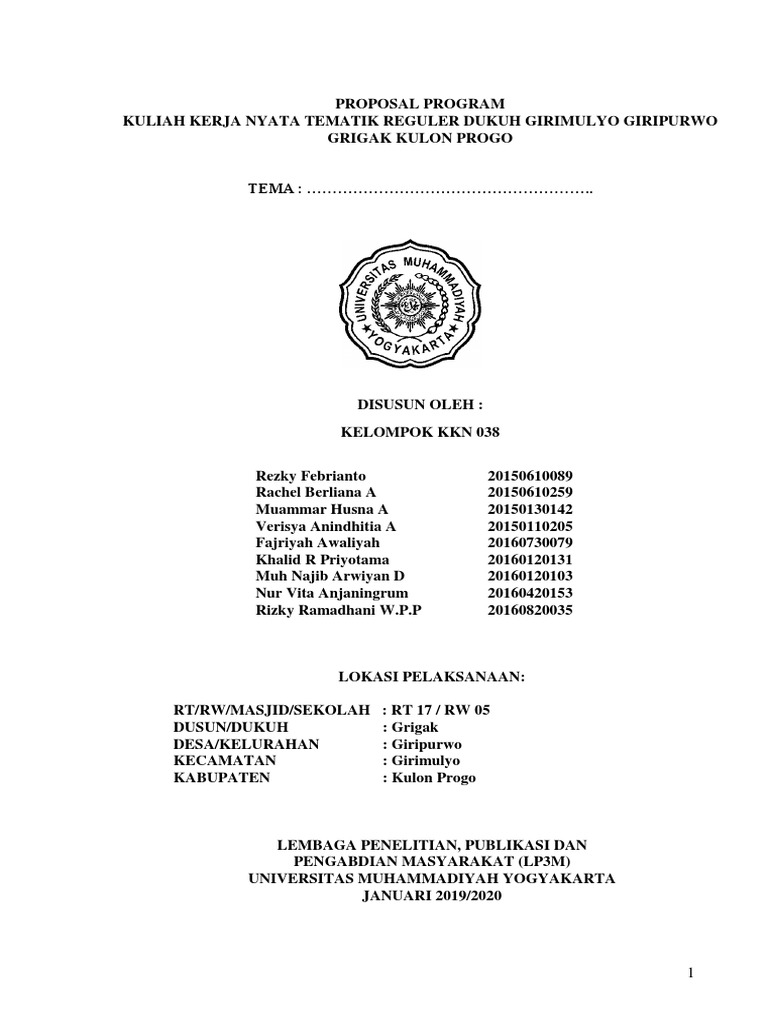 Proposal Program KKN 038 | PDF