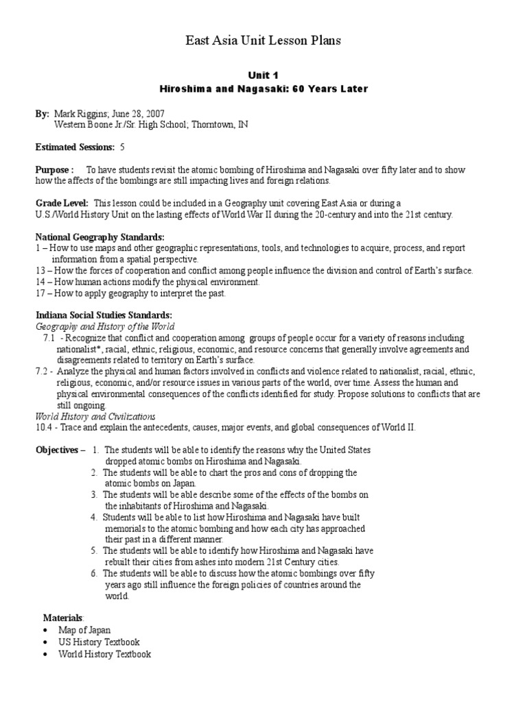 East Asia Unit Lesson Plans: Geography and History of The World ...