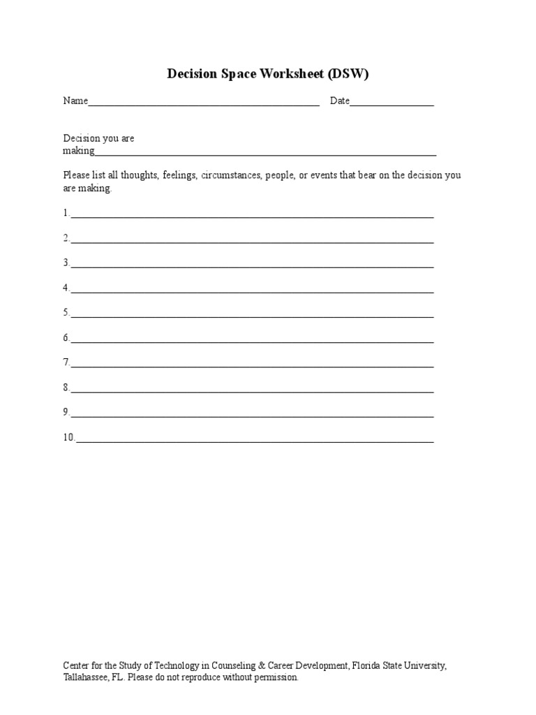 Decision Space Worksheet Guide | PDF | Career & Growth | Business