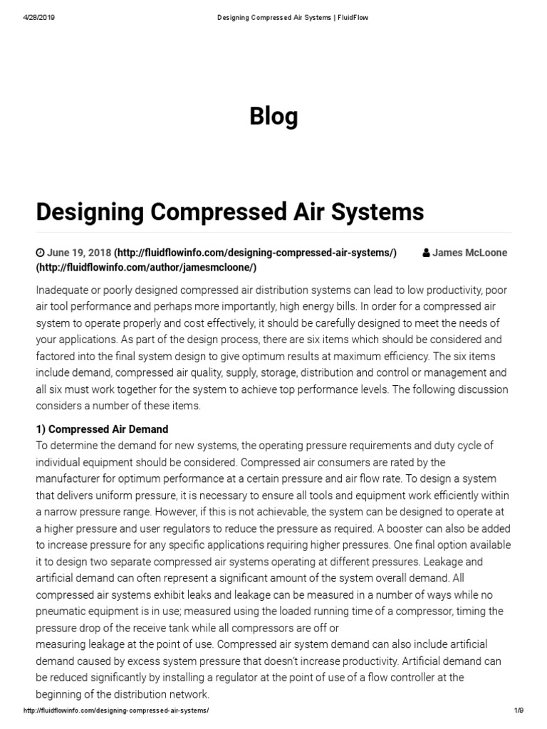 Designing Compressed Air Systems - FluidFlow | PDF | Pressure | Gases
