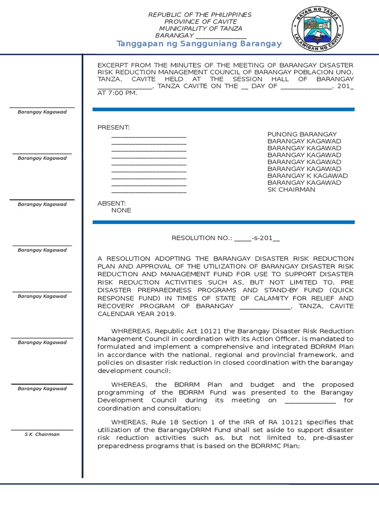 Resolution For BDRRM Fund | PDF | Disaster Risk Reduction | Public Sphere