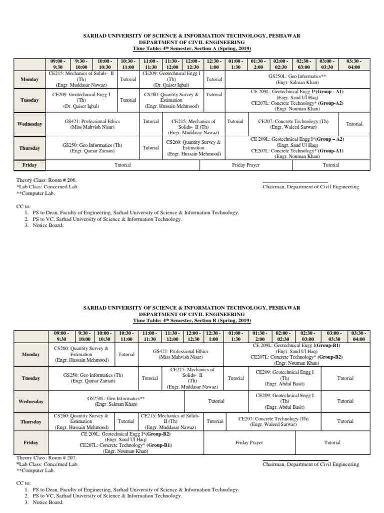 Time Table 4th Semester | PDF | Intellectual Works | Science