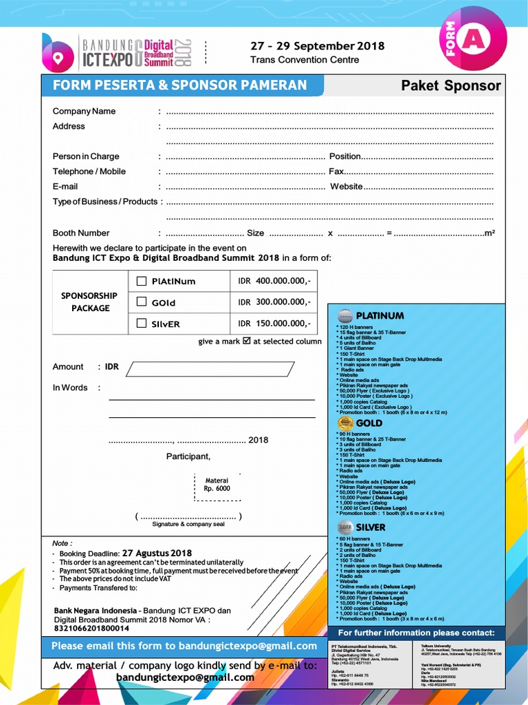 Form Peserta & Sponsor Pameran | Download Free PDF | Advertising ...