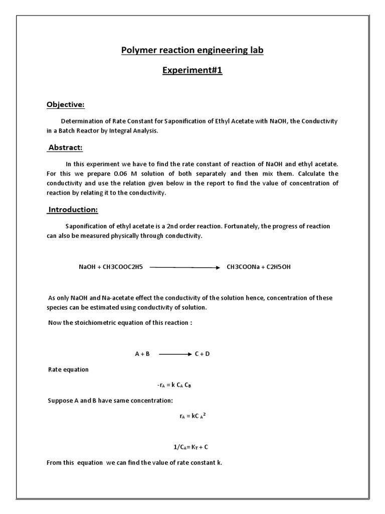 Polymer Reaction Engineering Labexp##1 | PDF | Molar Concentration ...