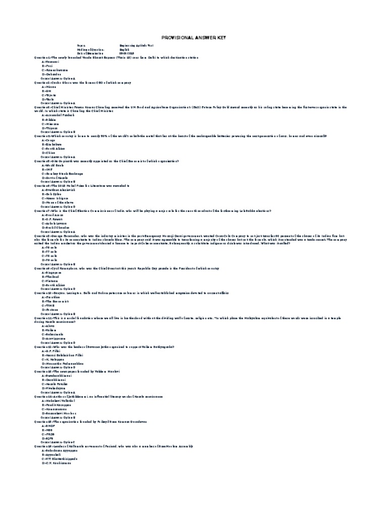 Engineering Apt Test 11-03-2019 | PDF | Nature