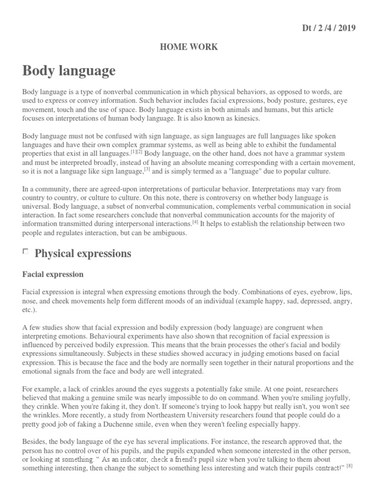 Body Language: Physical Expressions | PDF | Body Language | Nonverbal ...