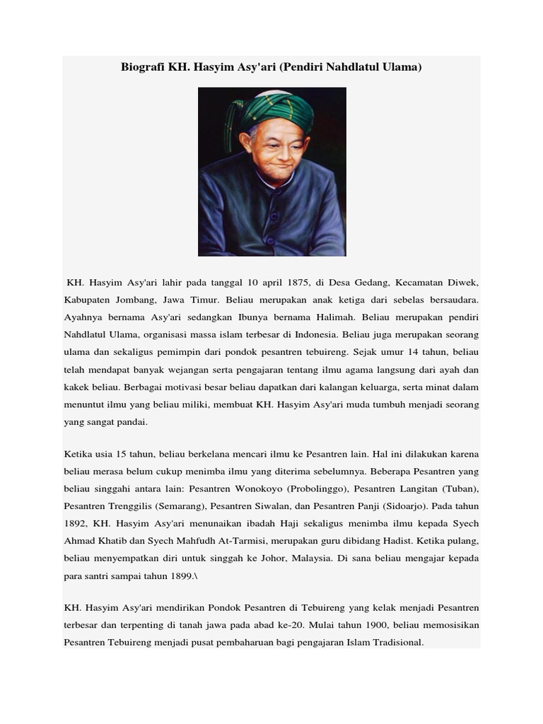 Biografi KH Hasyim Asyari | PDF