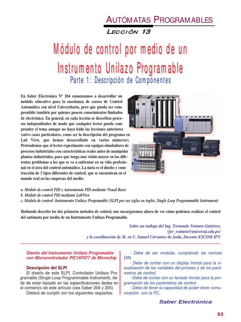 SE222 Lección 13 Módulo de Control Por Medio de Un Instrumento Unilazo ...
