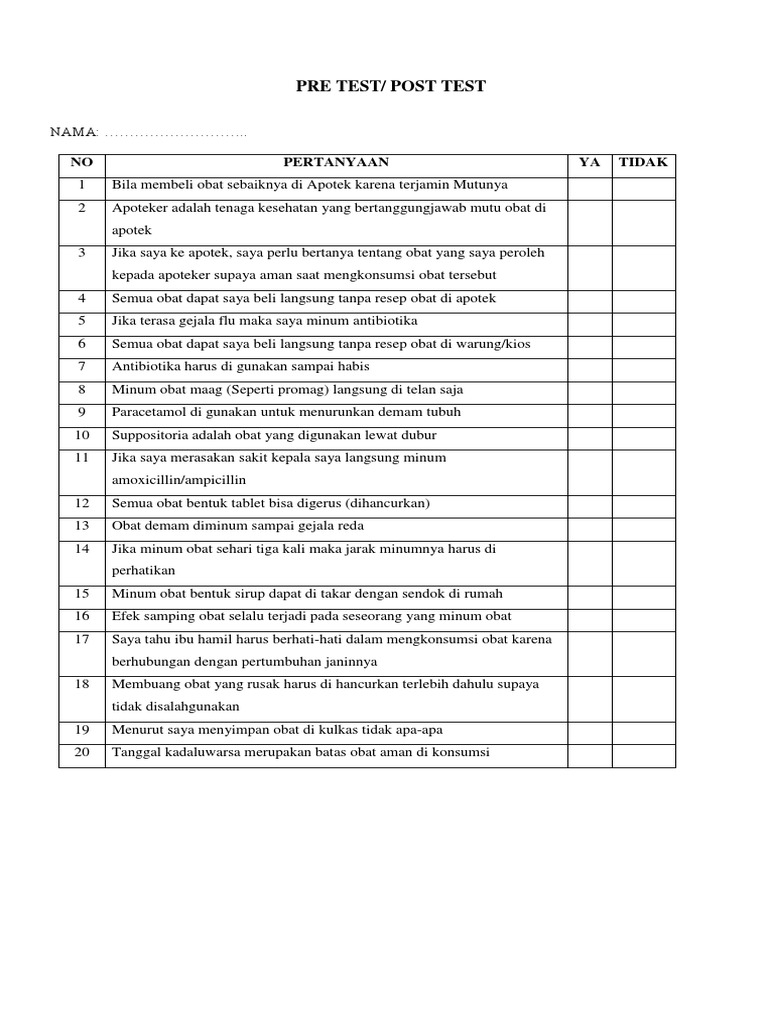 Pre Test Gema Cermat | PDF