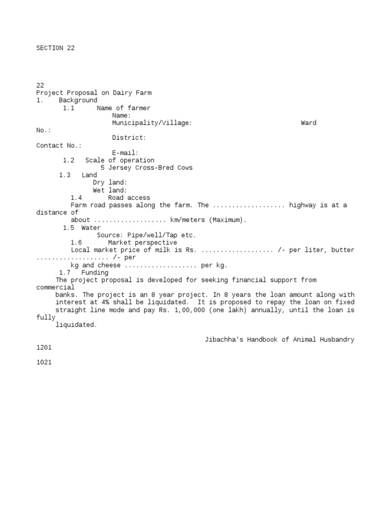 Dairy Farm Project Proposal for 5 Cows | PDF | Dairy Farming | Cattle