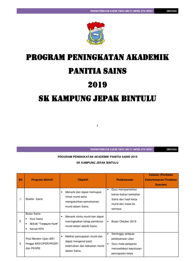 contoh program peningkatan akademik