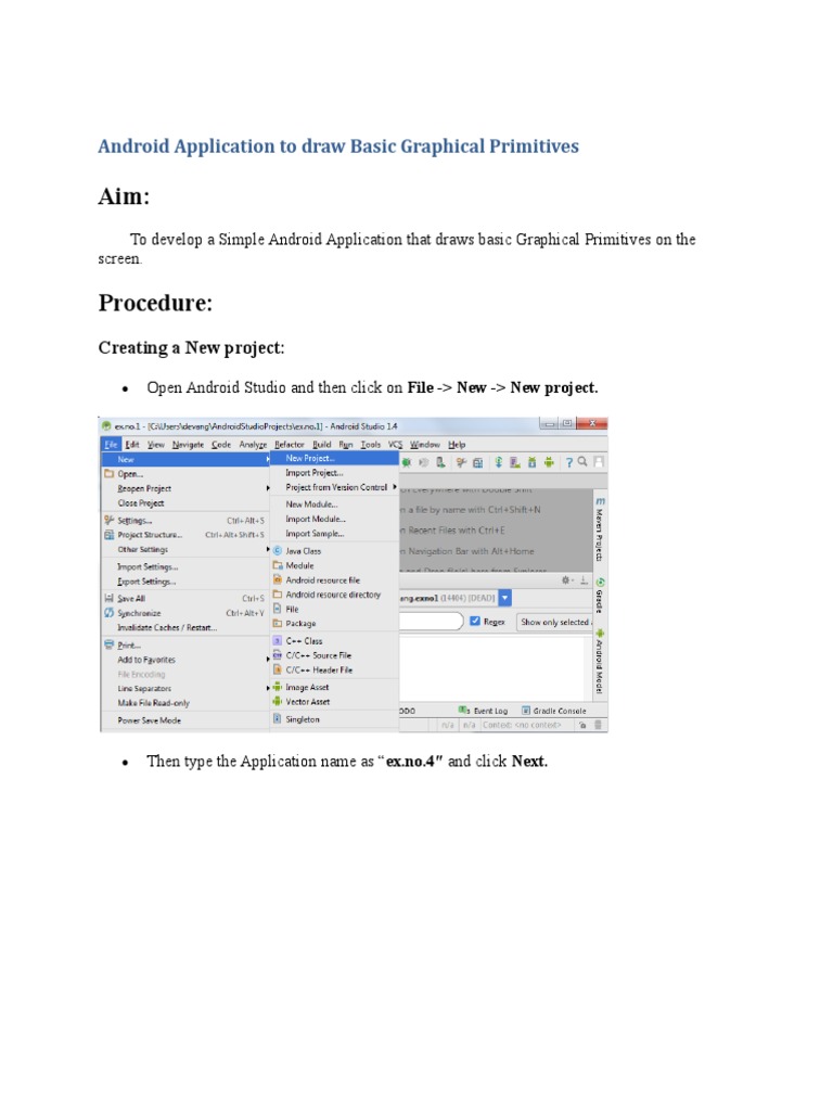 Android Application To Draw Basic Graphical Primitives: Creating A New Project | PDF | Android ...