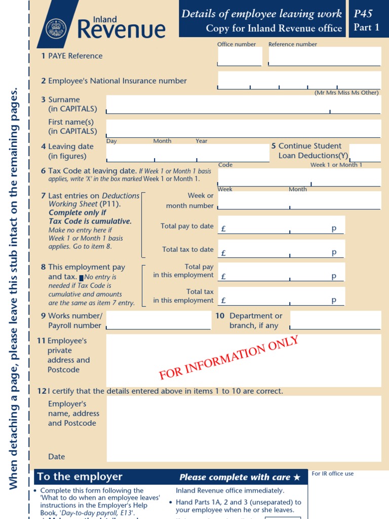 Staff - p45 | PDF | Payroll | Tax Refund