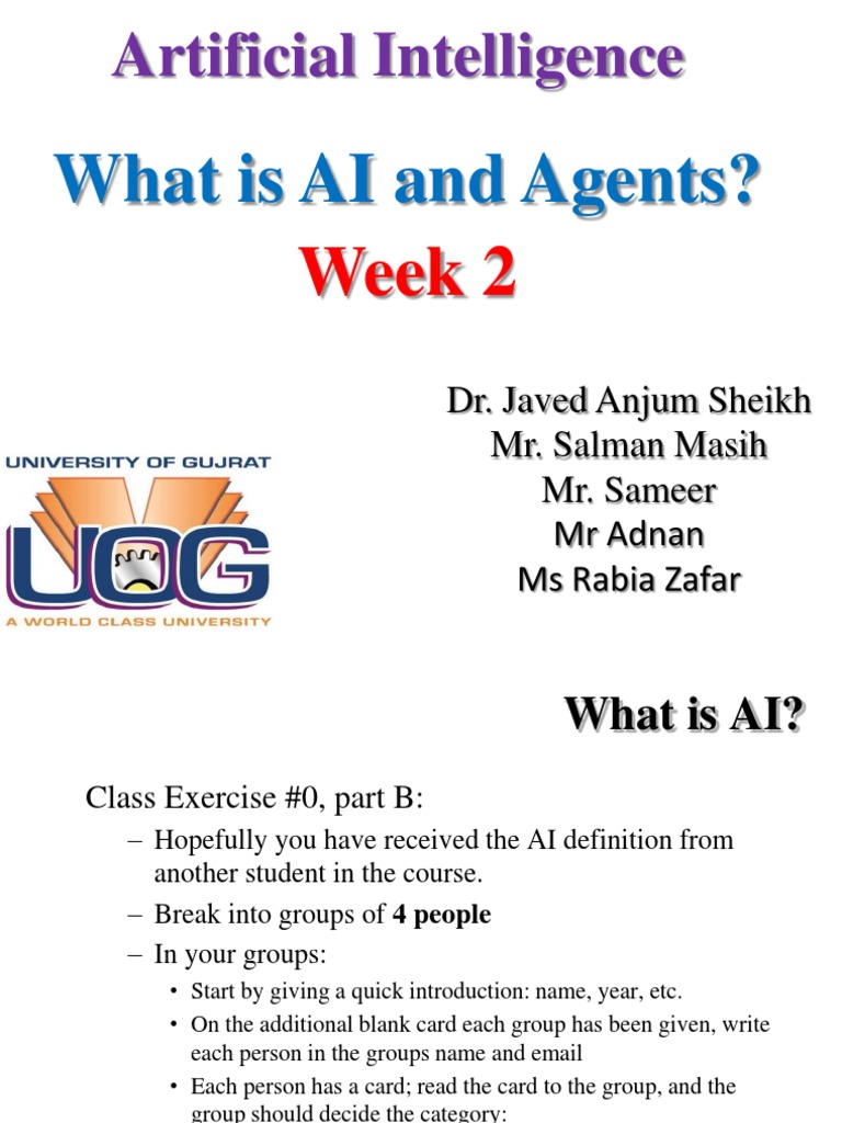 AI Week2 What Is AI and Agents | PDF | Artificial Intelligence | Intelligence (AI) & Semantics