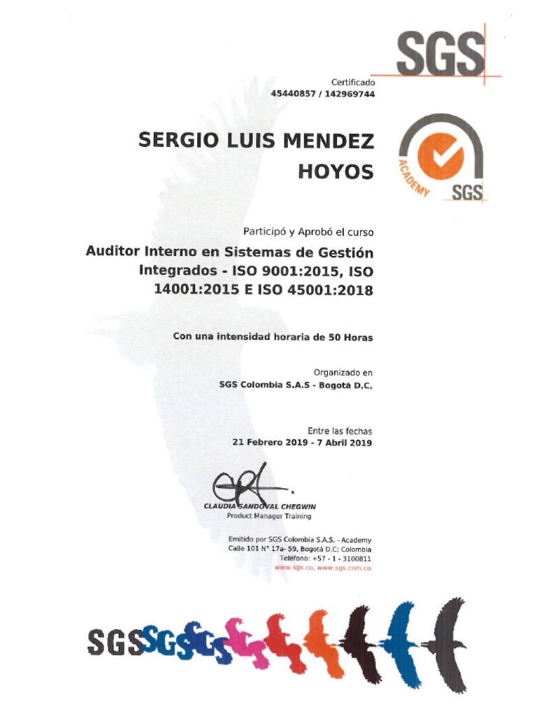Certificado de Auditor Interno en Sistemas de Gestión Integrada HSEQ ... Certificado de Auditor Interno en Sistemas de Gestión Integrada HSEQ ...