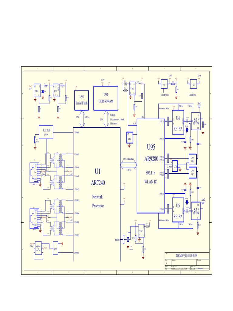 Analysis of a circuit diagram showing power supply routing and ...