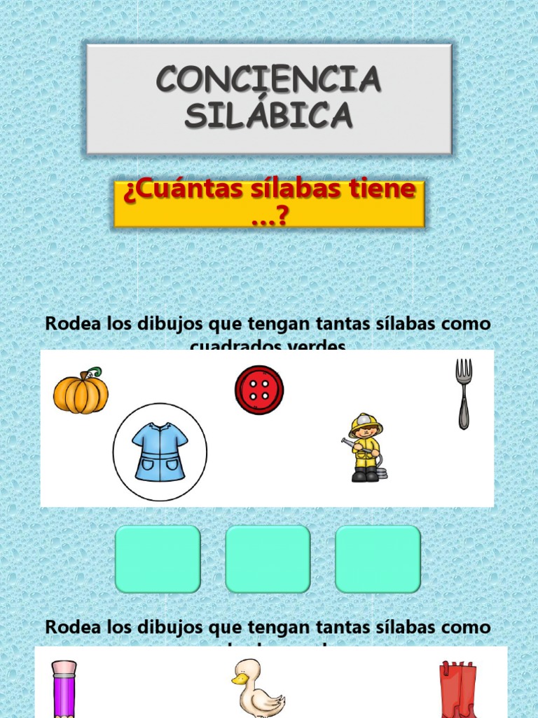 Conciencia Silábica. Cuántas Sílabas Tiene ... | PDF