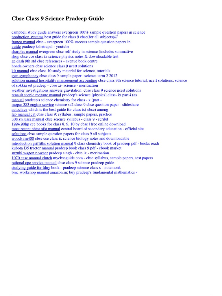 Cbse Class 9 Science Pradeep Guide | PDF