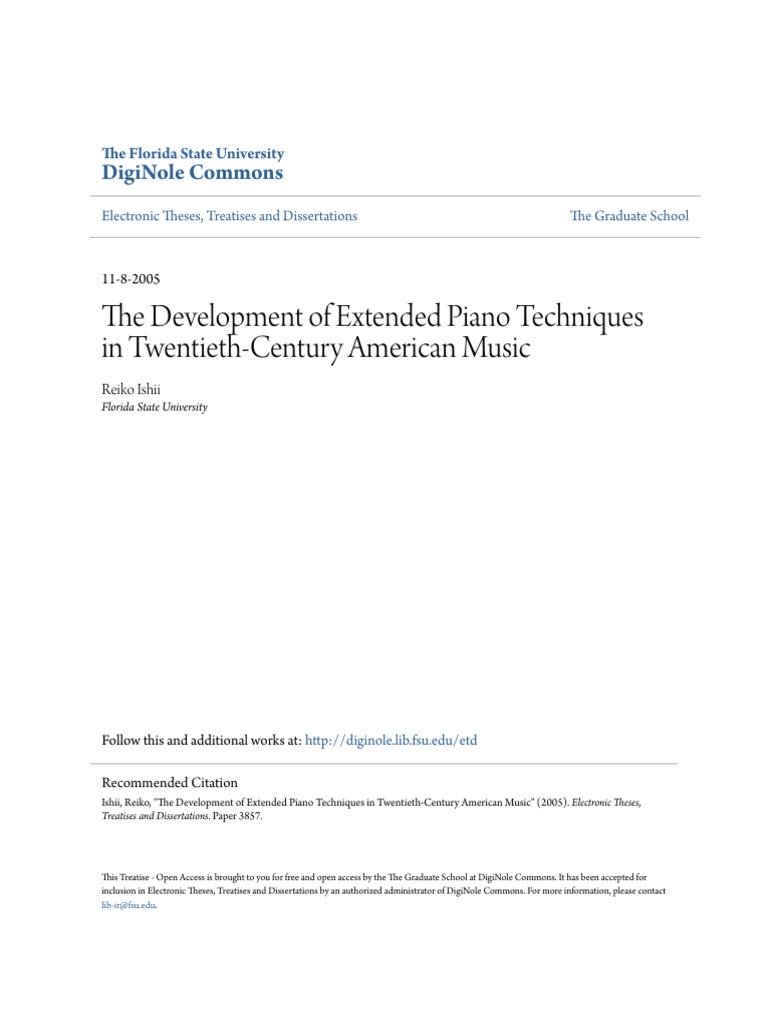 The Development of Extended Piano Techniques in Twentieth-Century PDF ...