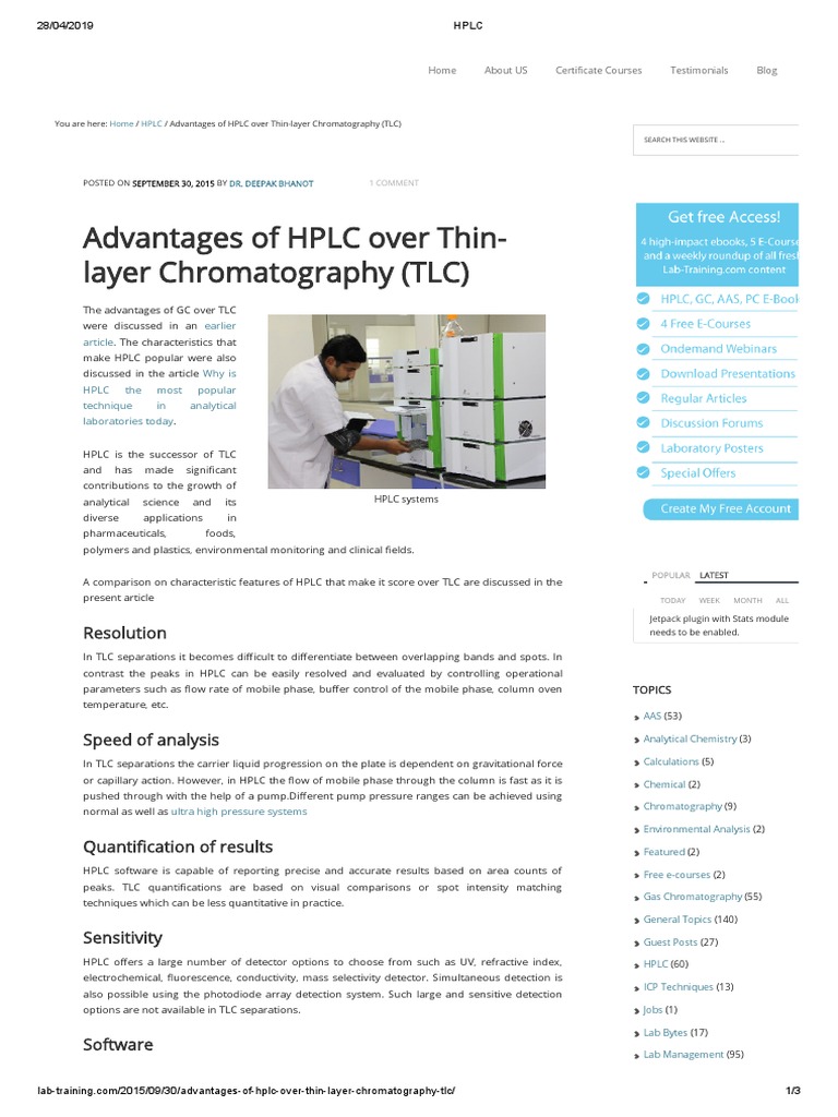 Advantages of HPLC Over TLC | High Performance Liquid Chromatography ...