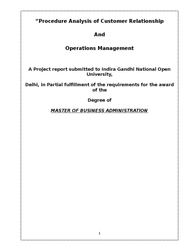 Procedure Analysis of Customer Relationship | PDF | Operations ...
