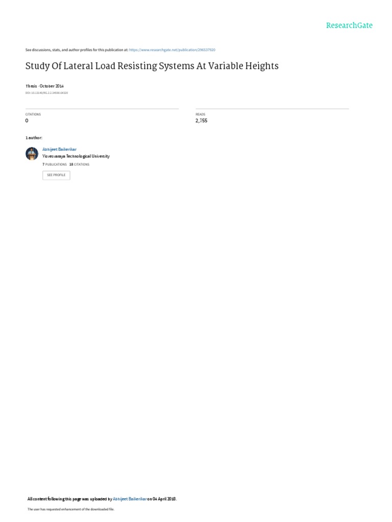 Study of Lateral Load Resisting Systems at Variable Heights | PDF ...