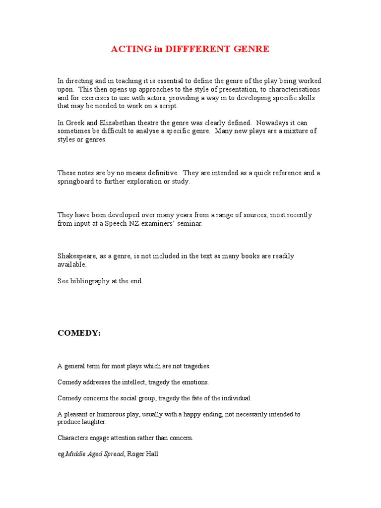 Acting Techniques Across Genres | PDF | Comedy | Play (Theatre)