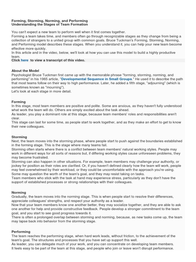Understanding the Stages of Team Formation: Forming, Storming, Norming ...