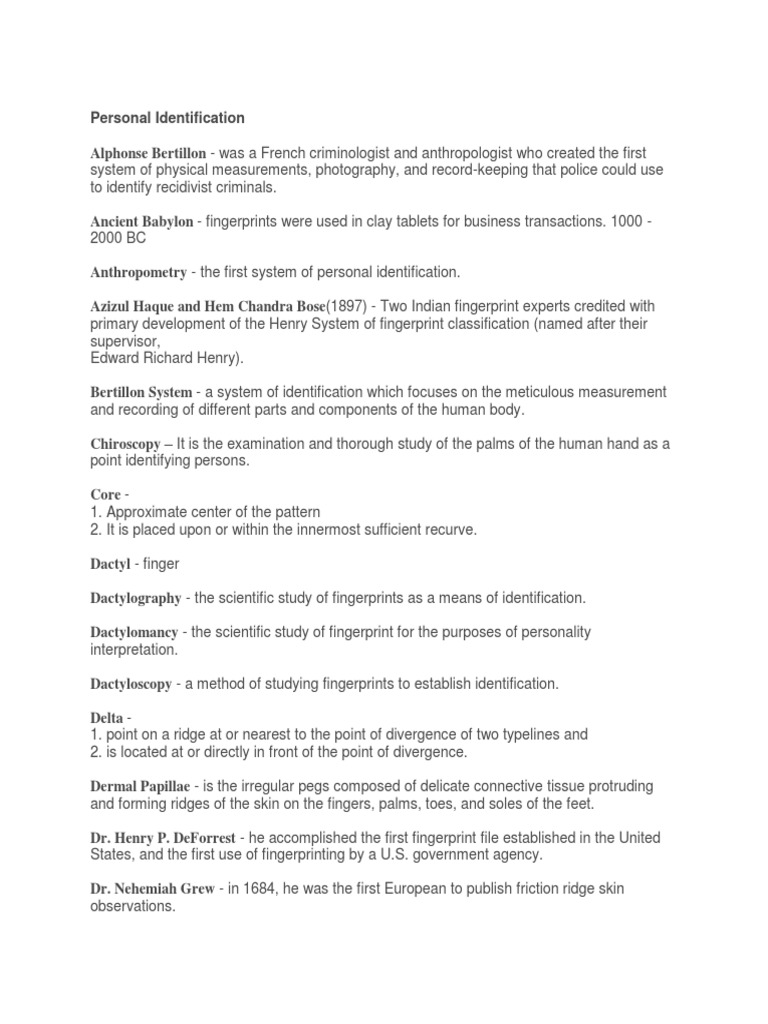 Personal Identification | PDF | Fingerprint