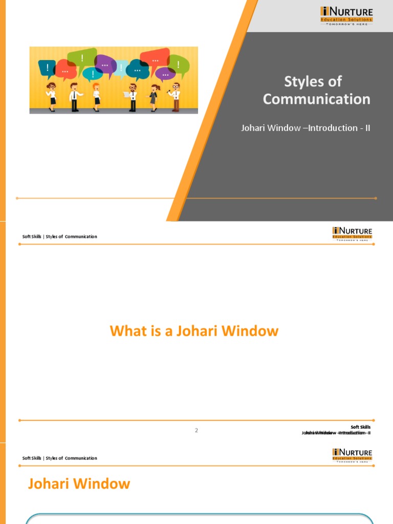 Styles of Communication: Johari Window - Introduction - II | PDF ...
