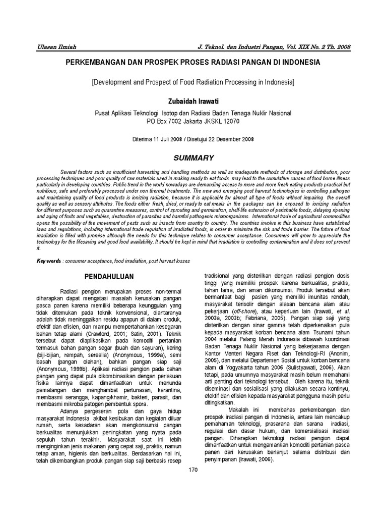 Prospek Iradiasi Pangan di Indonesia | PDF | Food And Drink | Nature